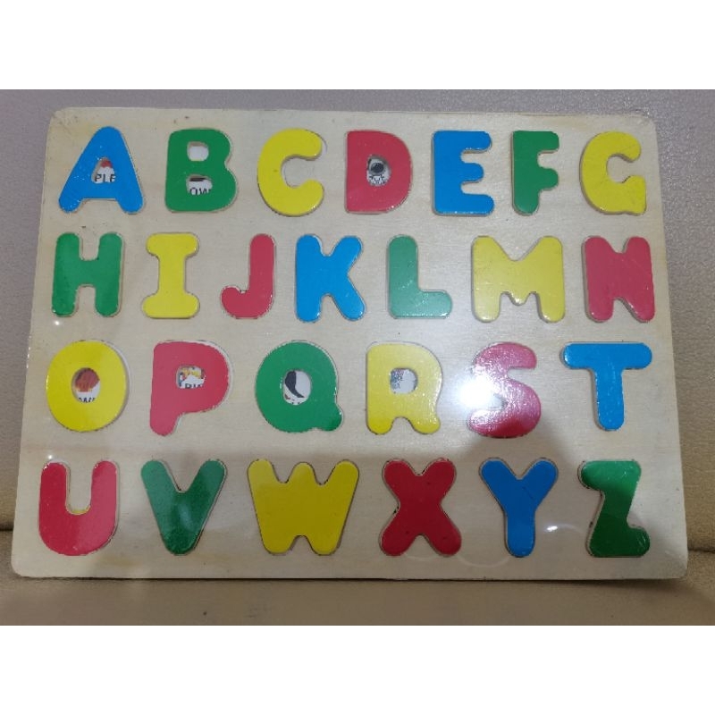 Jual Mainan puzzle huruf gambar kayu cocok untuk berlatih belajar ...