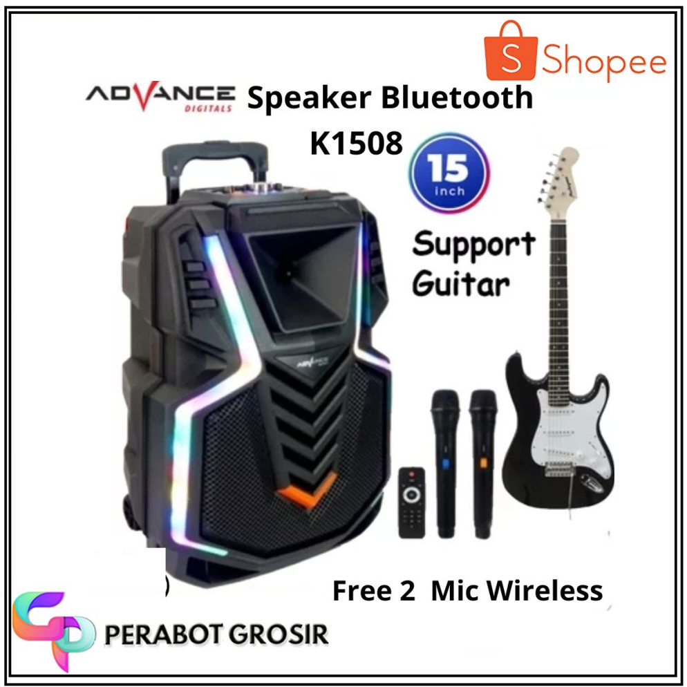 Jual SPEAKER BLUETOOTH PORTABLE ADVANCE K1508 Ukuran 15 inch - Mic 2 ...