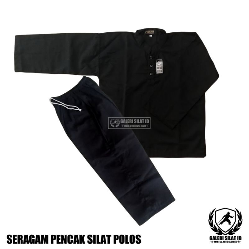 Jual Baju Seragam Pencak Silat Model Kancing Polos / Polosan Hitam ...