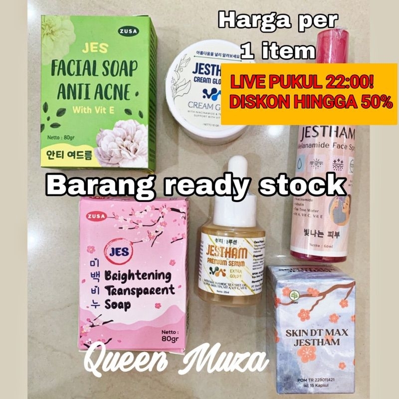 Jual Jestham cream glow 2in1 premium serum acne brightening soap kapsul ...