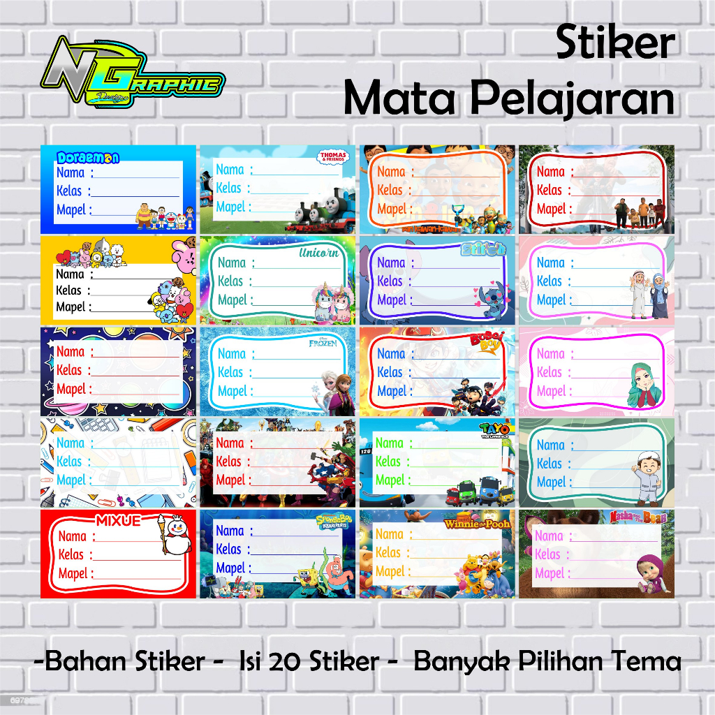 Jual Stiker Mapel Mata Pelajaran Unik Anak Sekolah Stiker Buku Tulis ...