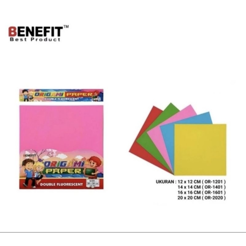 Jual KERTAS ORIGAMI / KERTAS LIPAT 12X12 CM BENEFIT WARNA 2 SISI ...