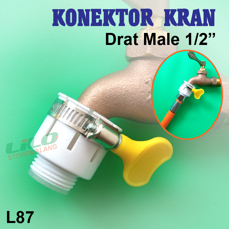 Jual Sambungan Adaptor Konektor Kran Keran air drat Male 1/2" inch L87 ...
