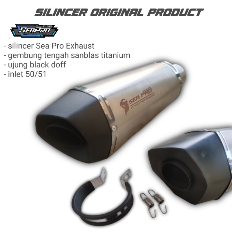 Jual Silincer Sanblas titanium inlet 50mm Original Sea Pro Exhaust Type ...