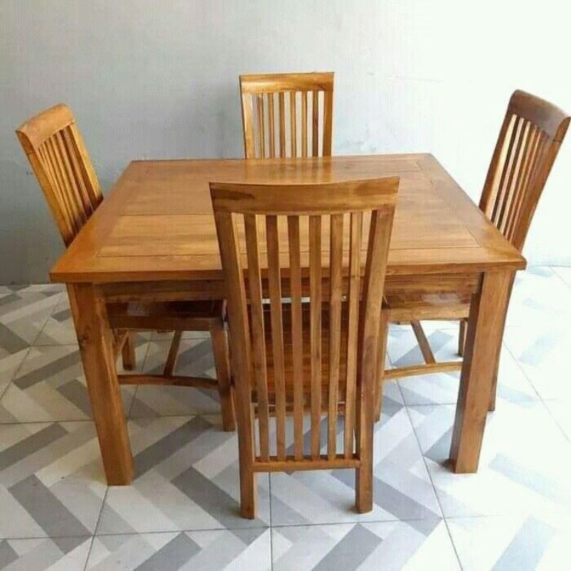 Jual MEJA MAKAN BALERO KURSI MAKAN BALERO KAYU JATI | Shopee Indonesia