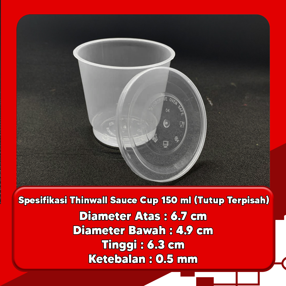 Jual THINWALL CUP 150ML - SAUCE CUP 150 ML - ISI 25 SET MURAH | Shopee Indonesia