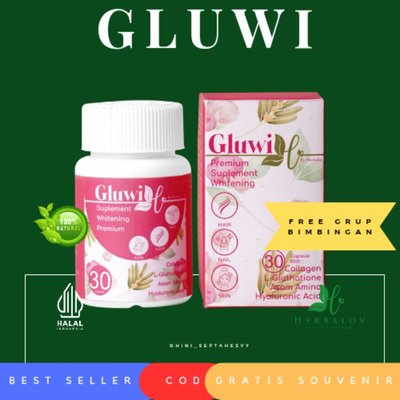 Jual GLUWI BY HERBALOV Premium Whitening Supplement Kapsul Collagen ...