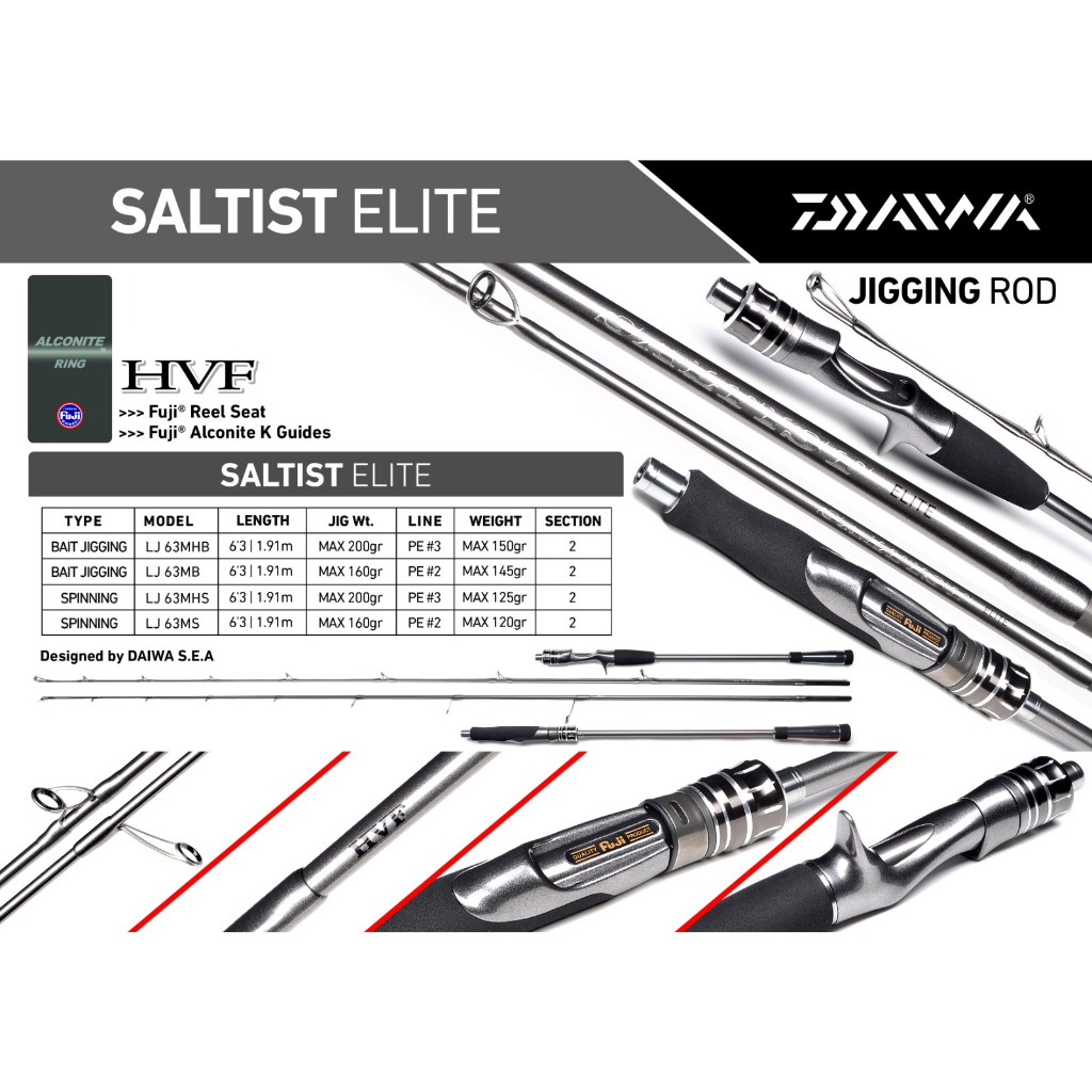 Jual Joran Daiwa SALTIST ELITE LJ 63MB | 63MHB | 63MHS | 63MS | Spinning dan Overhead | Joran ...