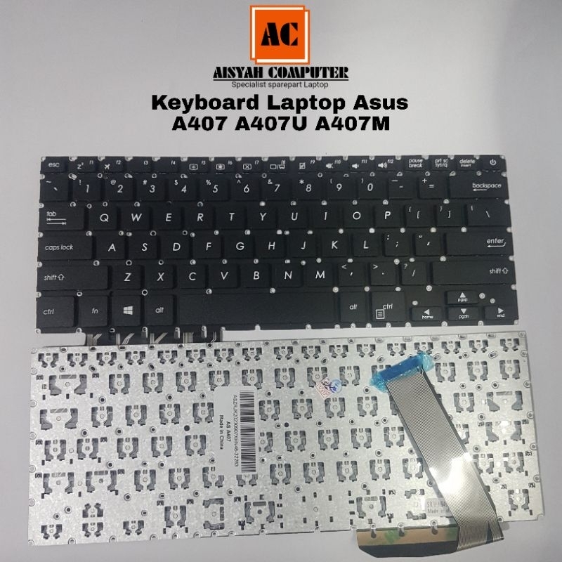 Jual Keyboard Laptop Asus A407 A407U A407M X407U X407M - black | Shopee ...