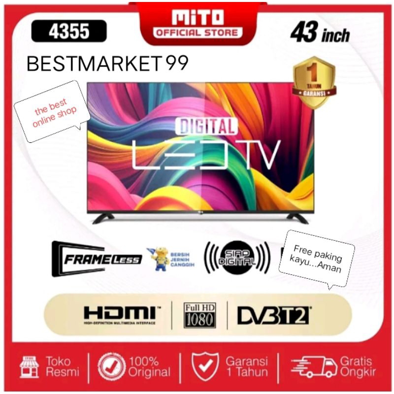 Jual MITO TV LED DIGITAL 4355 FULL HD 43 INCH GARANSI RESMI | Shopee ...