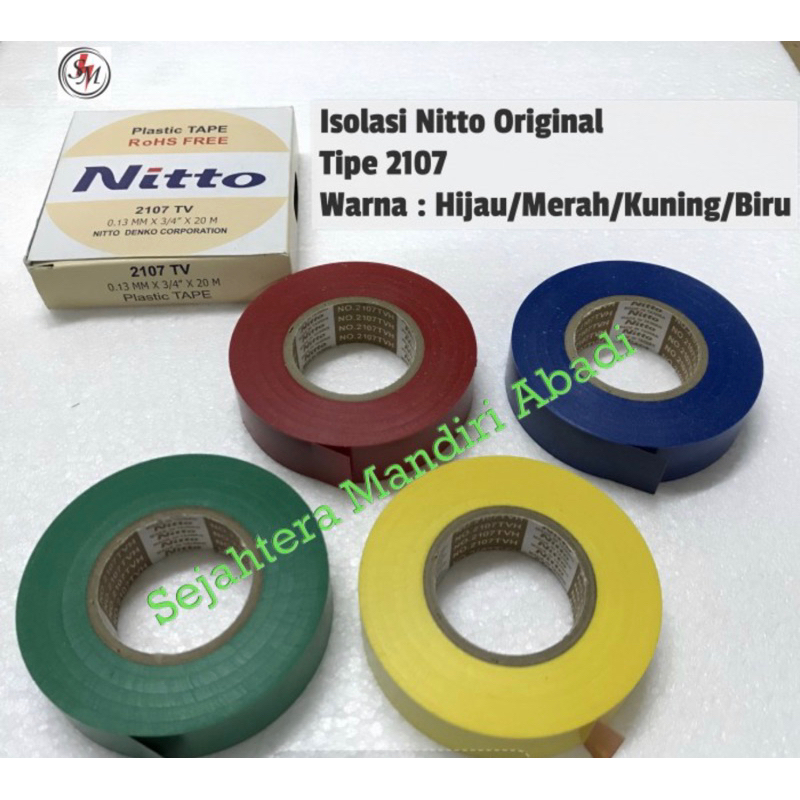 Jual Isolasi Listrik Nitto Tape 2107 Solatip Warna Merah Kuning Biru ...