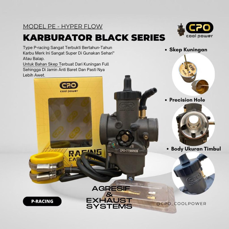 Jual CPO Cool Power Karburator Karbu Pe28 24 26 30 Black Series Skep Kuningan | Shopee Indonesia