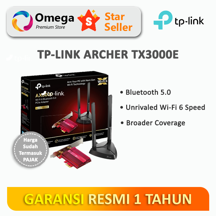 Jual Tp-Link Archer TX3000E AX3000 Wi-Fi 6 Bluetooth 5.0 PCIe Adapter ...