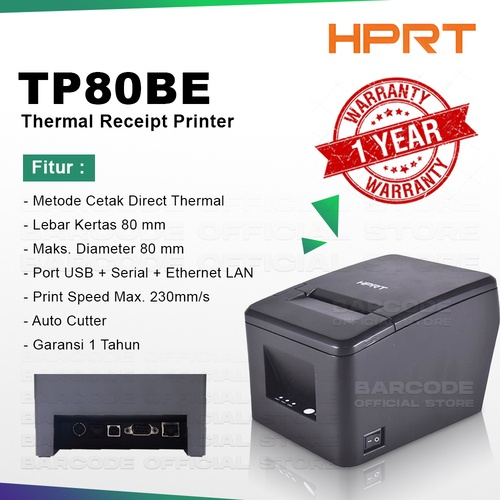 Jual Thermal Receipt Printer HPRT TP80BE / TP-80BE / TP 80BE Cetak Struk Nota Penjualan 80 mm ...