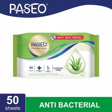 Jual Paseo Anti Bacterial Cleansing Wipes Tissue Basah 50 Sheets ...