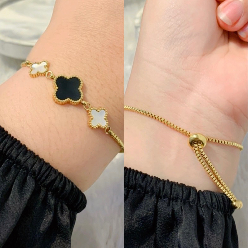 Jual GELANG SERUT CLOVER TERBARU TITANIUM AWET DIPAKAI SEHARI HARI ...