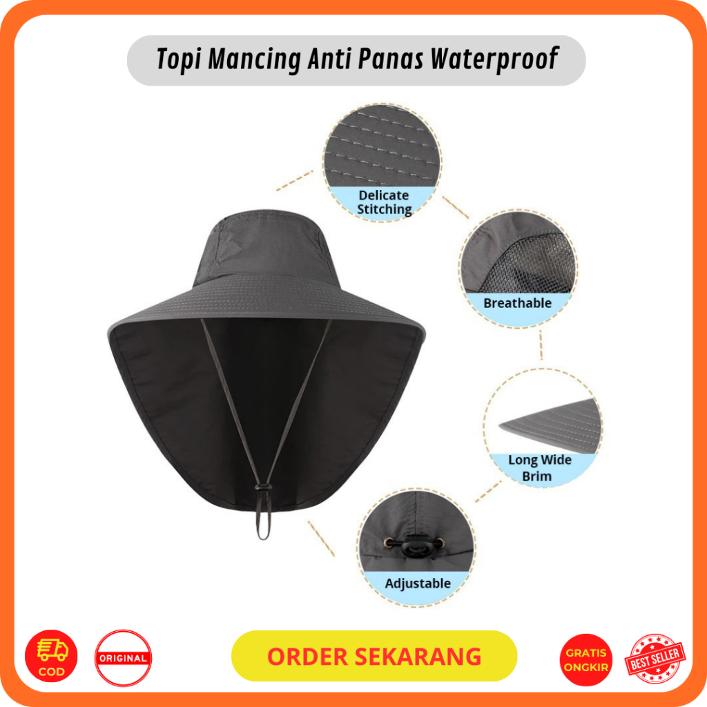 Jual Topi Mancing Anti Panas Tahan Air Dapat Di Sesuaikan Waterproof ...