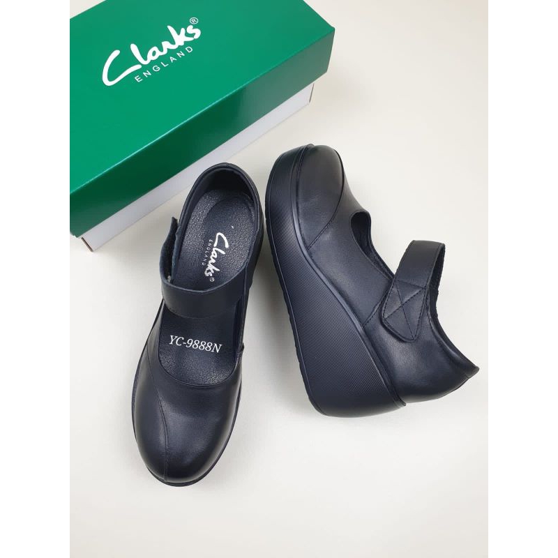 Jual Sepatu clarks wedge kulit asli 9888 7cm | Shopee Indonesia