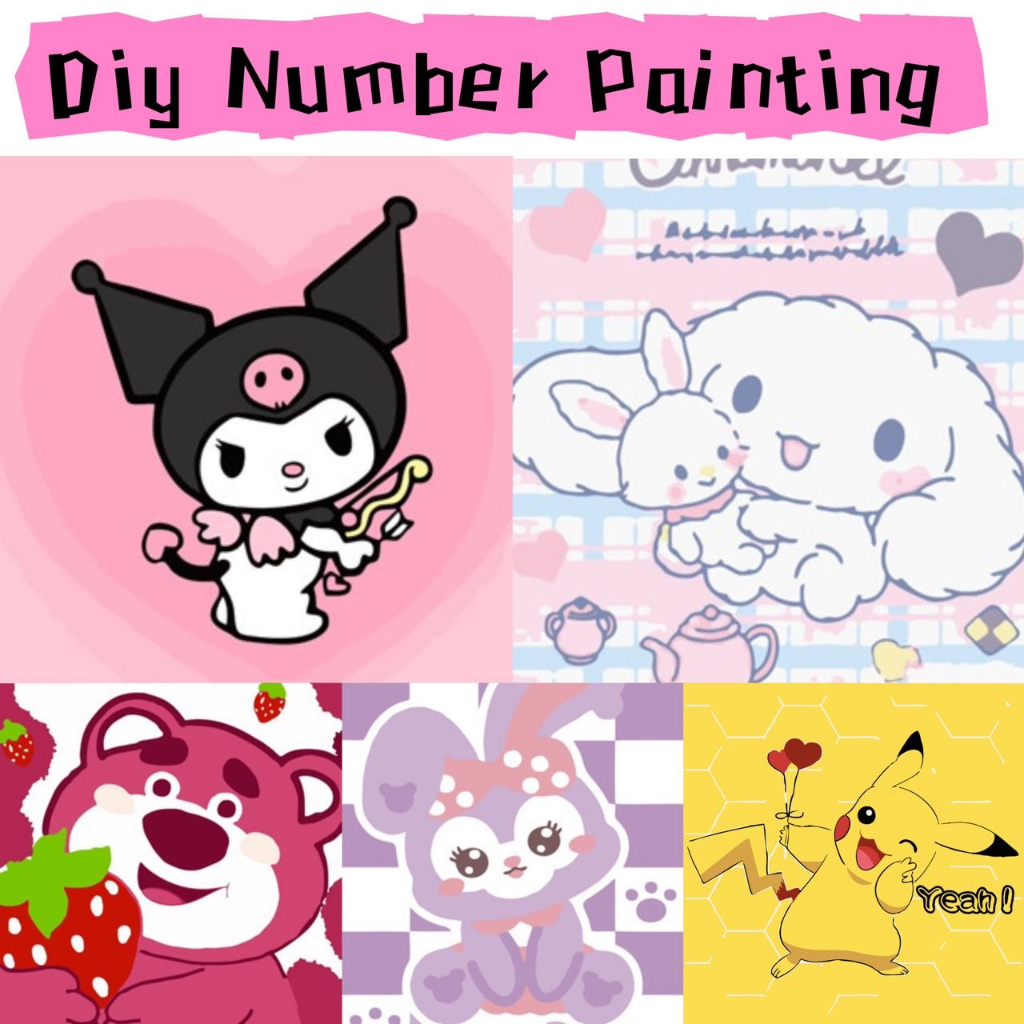 Jual Sanrio Canvas Paint By Number Painting By Numbers Kit Digital Oil ...
