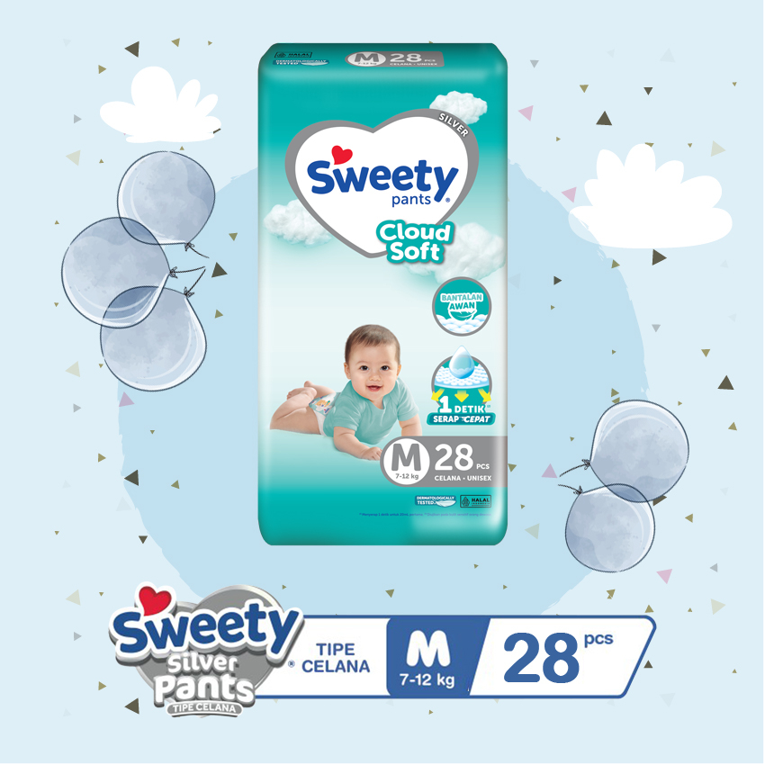 Jual Sweety Silver Pants M28 - Sweety Popok Celana Silver M 28 | Shopee ...