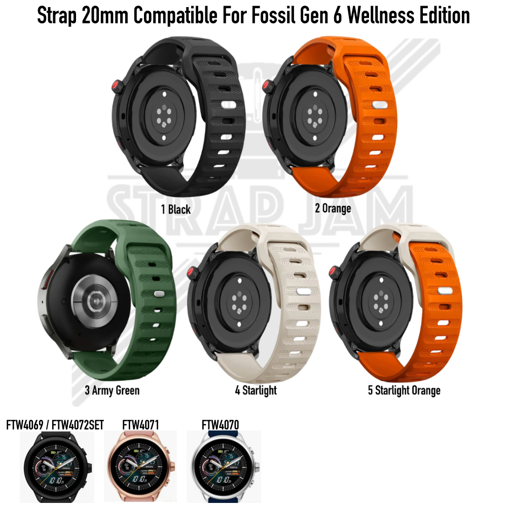 Jual TLS 20mm Tali Jam Fossil Gen 6 Wellness Edition - Strap Smartwatch ...
