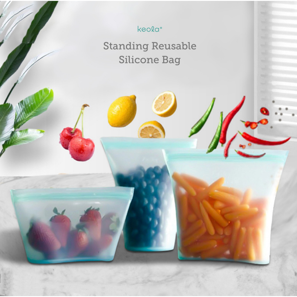 Jual Keola Standing Reusable Silicone Bag Set – 3PCS Silicone Food ...