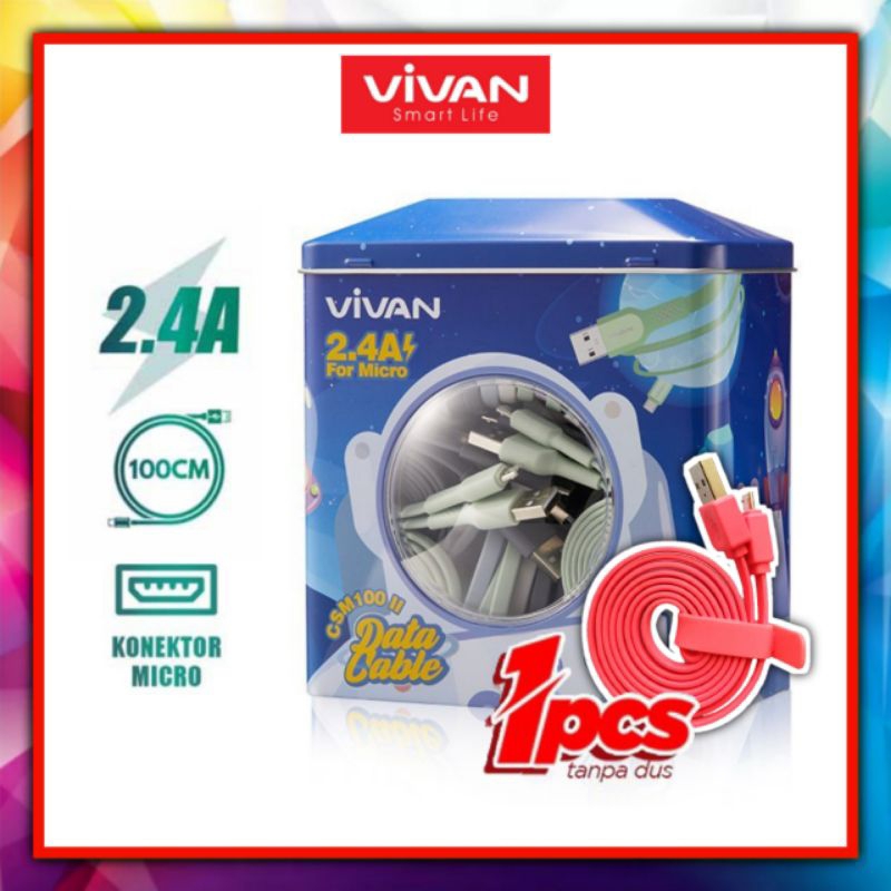 Jual VIVAN Data Cable CSM100 II New Colorful Micro 2.4A 100CM ORIGINAL ...