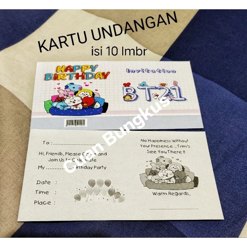 Jual (Isi 10pc) Kartu Undangan Ulang Tahun BTS 21/Kartu Ucapan Happy ...