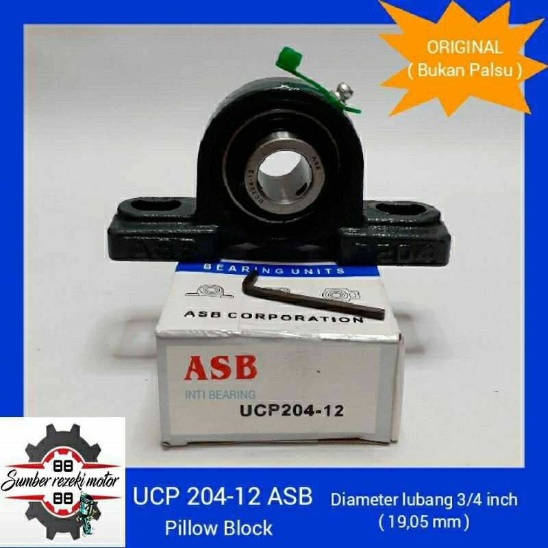 Jual PILLOW BLOCK UCP 204-12 ASB ASLI UNTUK AS 3/4 INCH 19,05MM BEARING DUDUK 204 ORIGINAL LAHER ...
