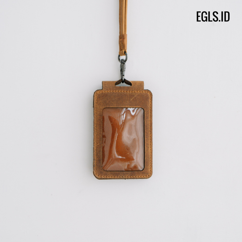 Jual Id Card Landyard Sean Name Tag kulit Sapi Asli Card Holder Double ...