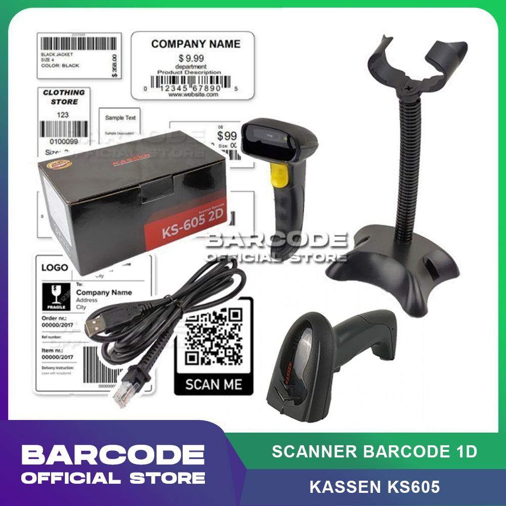 Jual SCANNER BARCODE KASSEN KS-605 IMAGER 2D With Stand Auto Sense USB ...