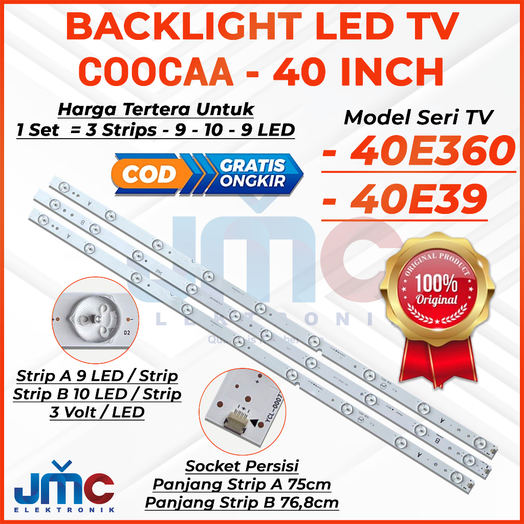 Jual Backlight TV COOCAA 40 Inch 40E360 40E39 IC-A-SKA40D455A | Shopee ...