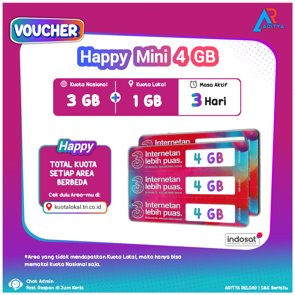 Jual Voucher Tri Happy Mini 4GB 3Hari | Shopee Indonesia
