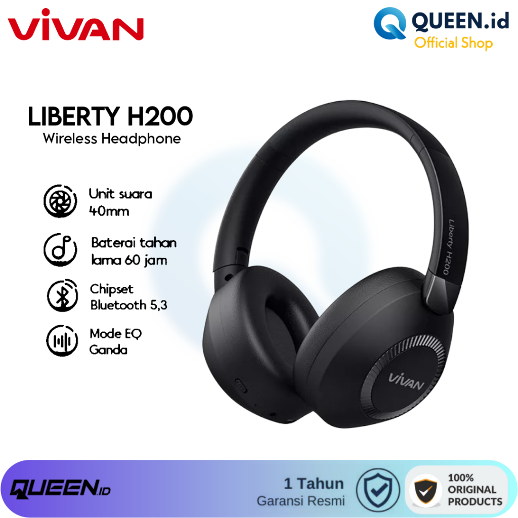 Jual VIVAN LIBERTY H200 Wireless Bluetooth Headphone - Headset Dual EQ ...
