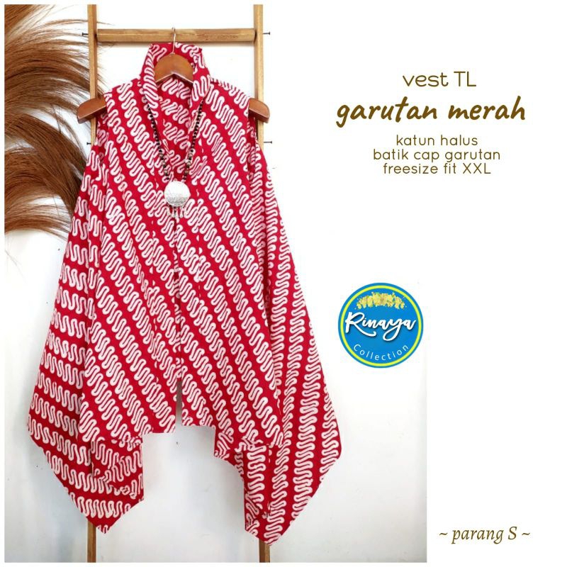 Jual VEST TL GARUTAN MERAH // VEST BATIK MERAH PUTIH / OUTER BATIK ...