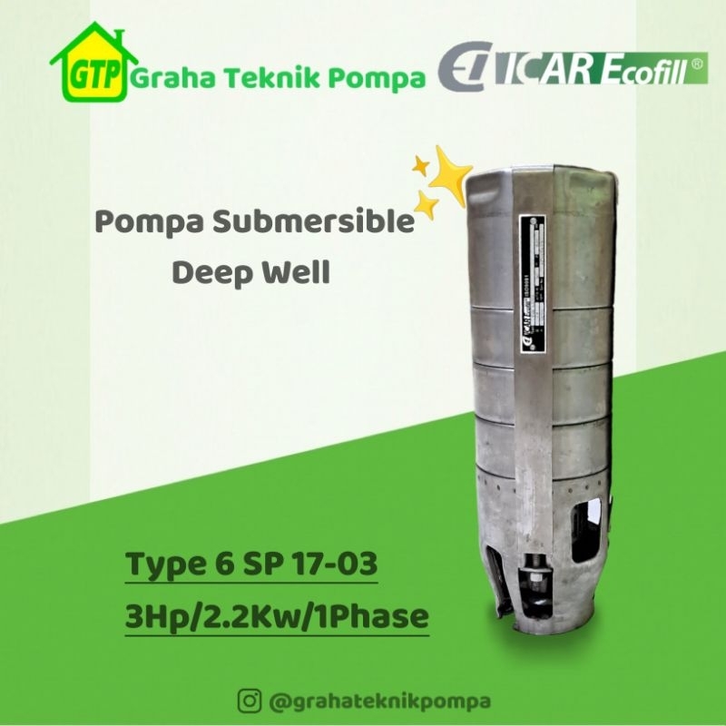 Jual Icar Ecofill 6 SP 17-05 pompa submersible deep well pompa satelit ...