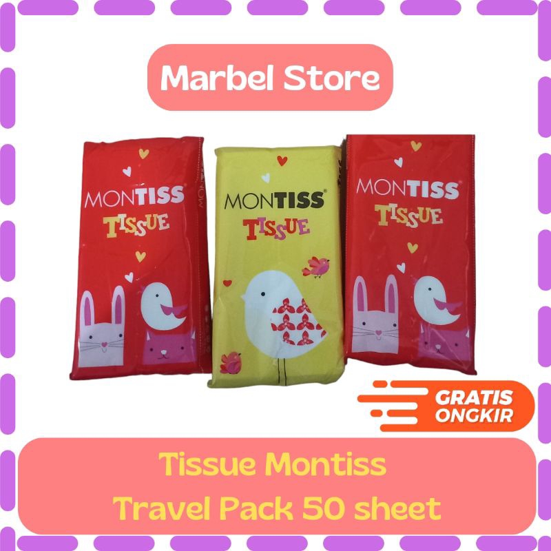 Jual TISU TISSUE MONTISS 50 SHEET TISU MONTISS TRAVEL PACK 2 ply ...