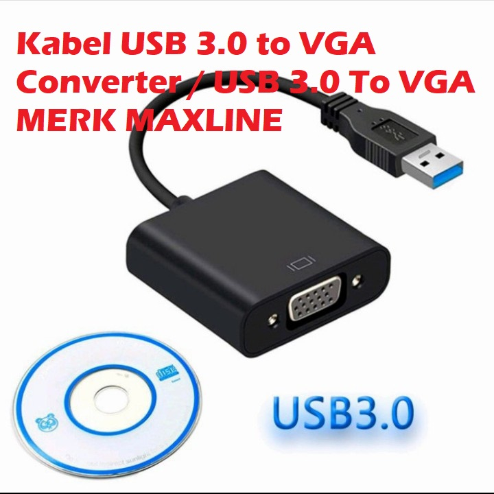 Jual CONVERTER USB 3.0 TO VGA, CABLE USB 3.0 TO VGA KABEL USB 3.0 TO ...