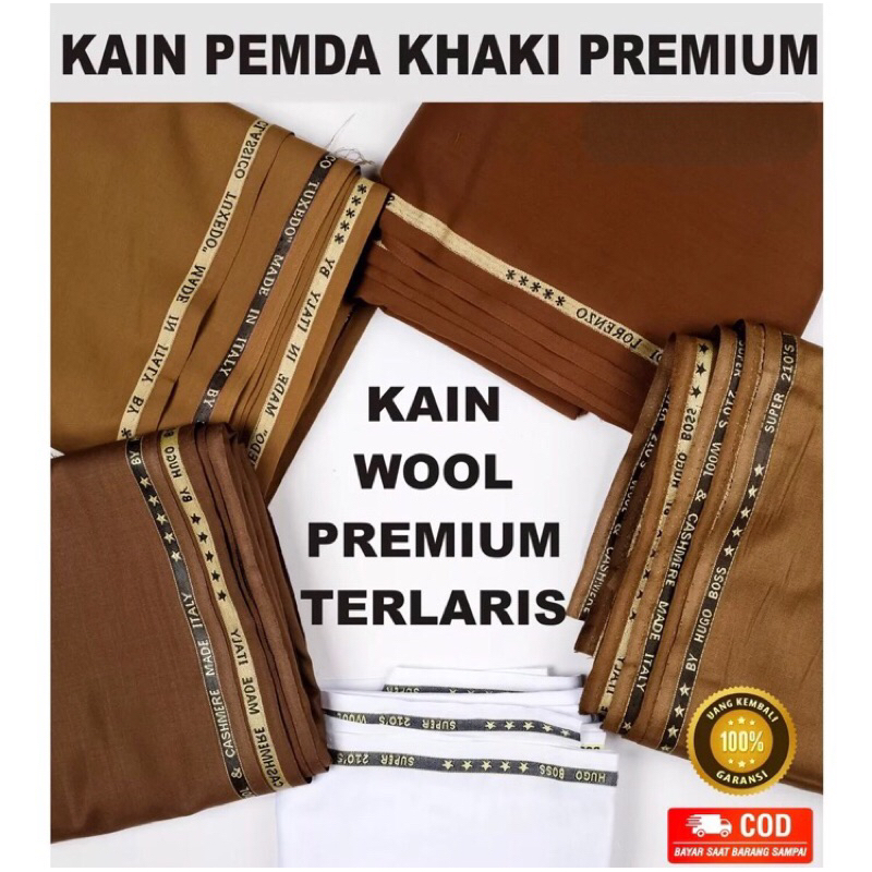 Jual Kain pemda pns pdh khaki tebal super premium wool and silk original, bahan baju stelan ...