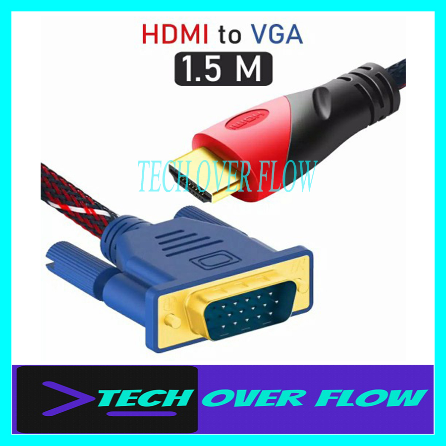Jual kabel hdmi to vga 1.5 meter jaring / Tech Over Flow | Shopee Indonesia