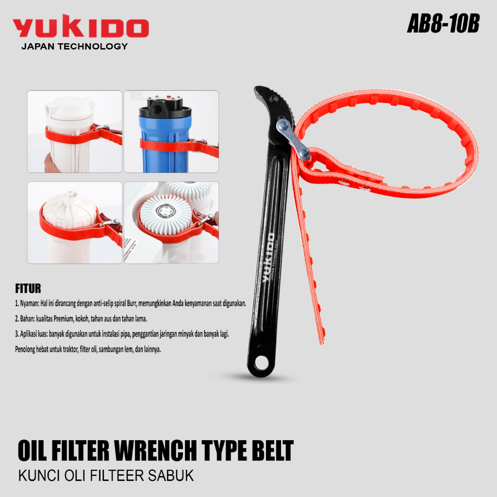 Jual Kunci Pembuka Filter Oli Kulit Sabuk 9/12" Oil Filter Wrench Belt ...