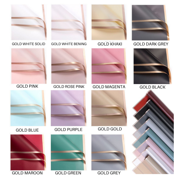 Jual Kertas Buket Bunga List Gold Line Emas Flower Wrapping Cellophane ...