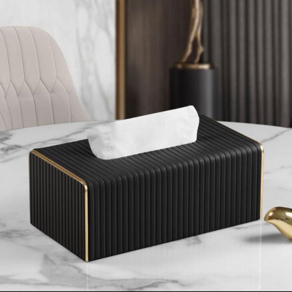 Jual Kotak Tisu semi Leather - Tempat tissue list Gold Kulit Mewah ...