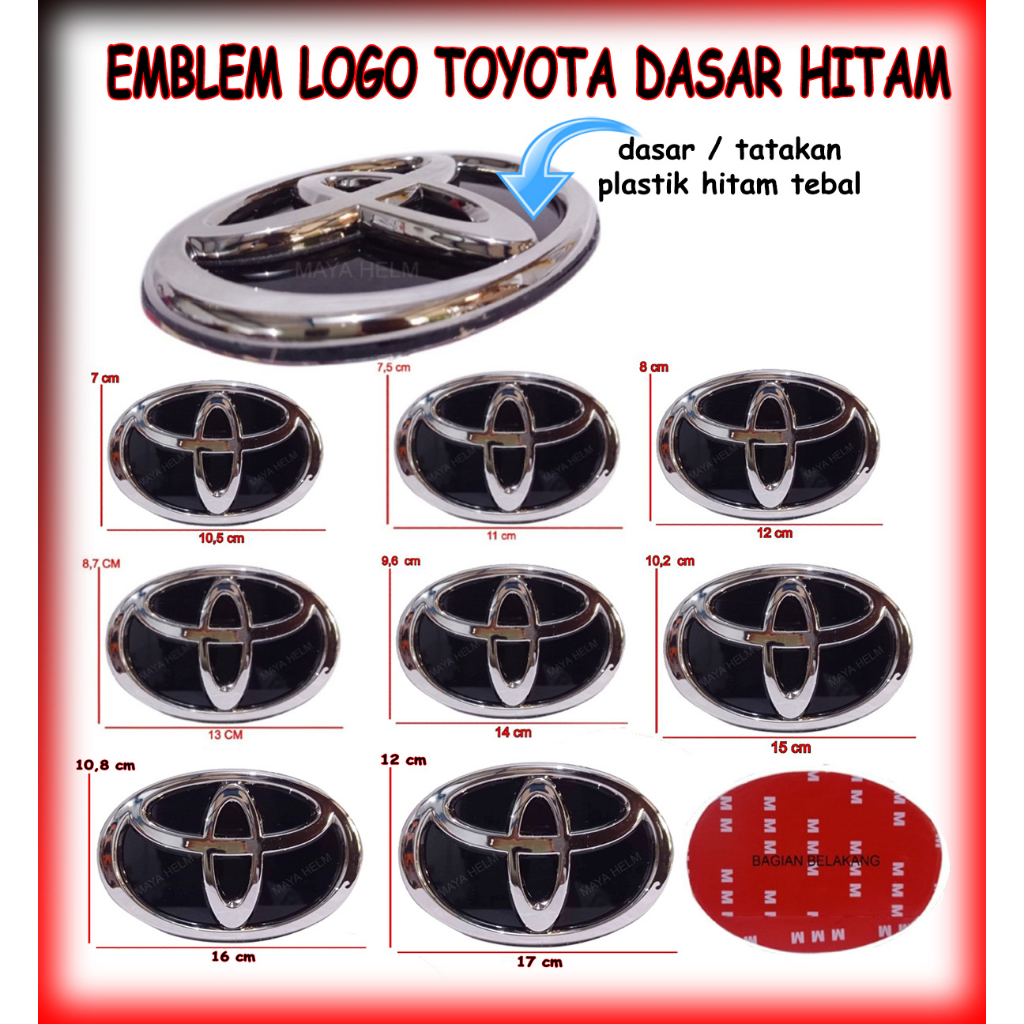 Jual Emblem Logo Mobil Toyota Silver Dasar Hitam Berbagai Ukuran ...