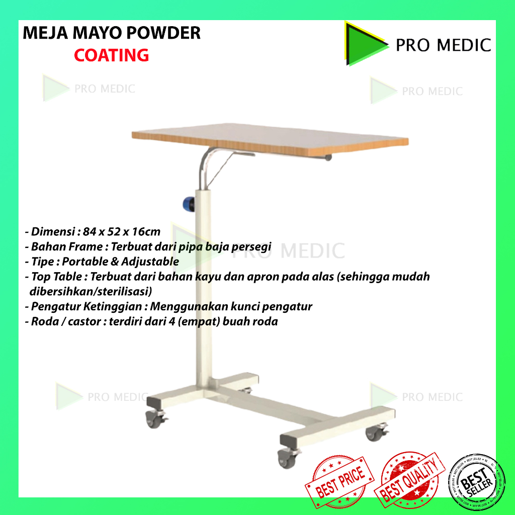 Jual Meja Mayo Powder Coating Roda | Tempat Makan Pasien Rumah Sakit PC ...