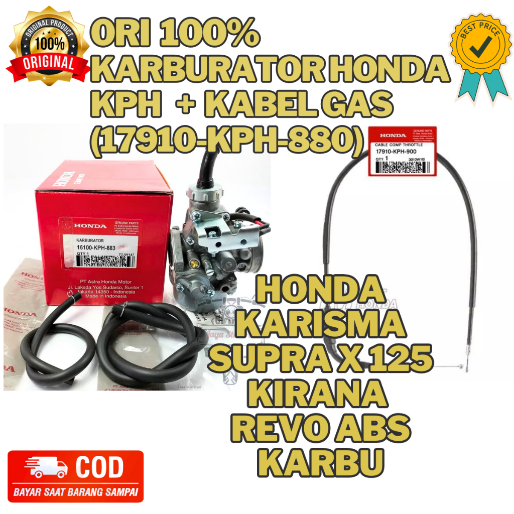 Jual ORI KARBURATOR HONDA KPH + KABEL GAS KPH KARBU KHARISMA / SUPRA X ...