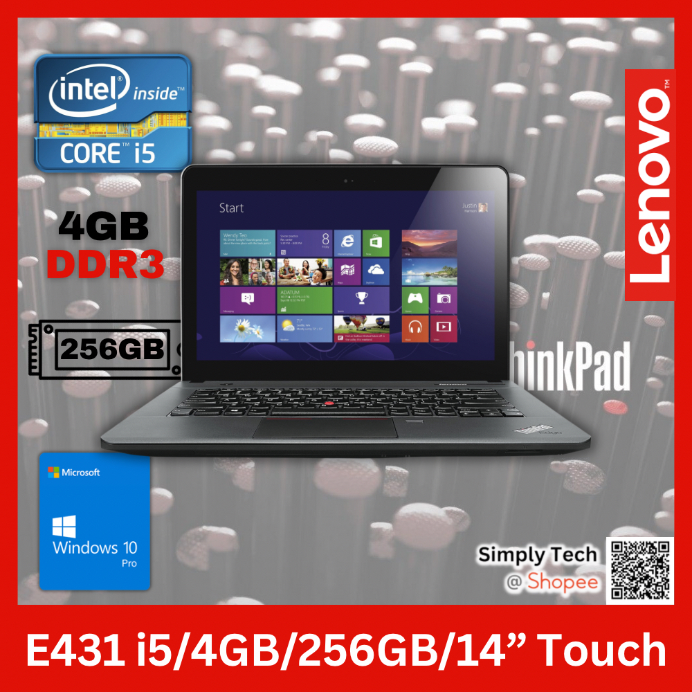 Jual Laptop Lenovo Thinkpad E431 i5 4GB 256GB DVD 14” Touch Screen Win10PRO | Shopee Indonesia