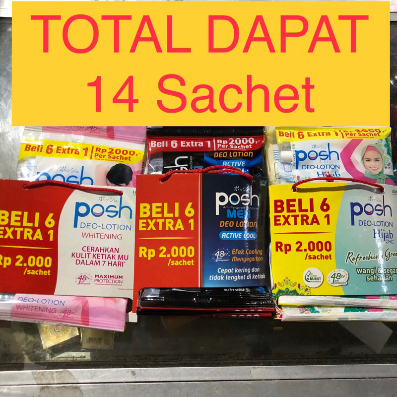 Jual POSH Deodorant Lotion Sachet (harga per renceng / 14 sachet ...