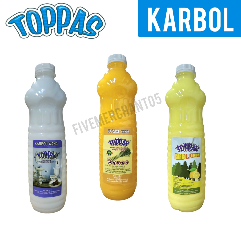 Jual Karbol Toppas BOTOL 500ml Sereh Lemon Pinus Putih Pembersih ...