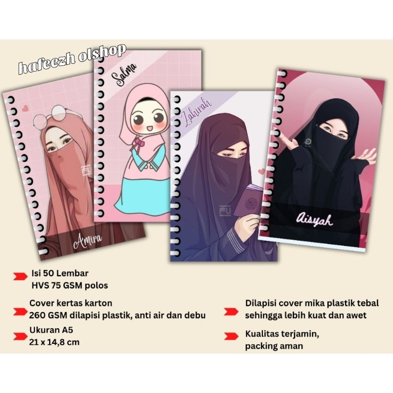 Jual Buku Catatan Notebook Notes Notepad Spiral Muslimah Hijab Custom ...